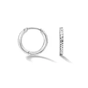 DOWER & HALL Hammered Nomad Huggie Hoop Earrings - Silver