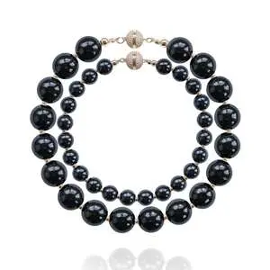 SAULE LABEL Siena Duo Raven Necklace Set - Black