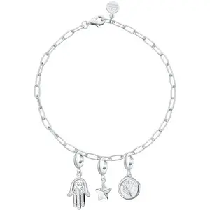 LILY CHARMED Sterling Link Charm Bracelet With Fatima Hand, Star, And Manifest Magic Charms