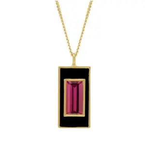 AUGUSTINE JEWELS Rhodolite And Enamel Pendant Necklace - Black/red
