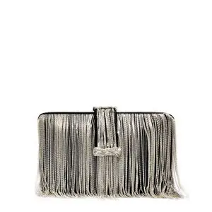 SIMITRI Braided Flap Clutch With Metal Chain - Black/silver