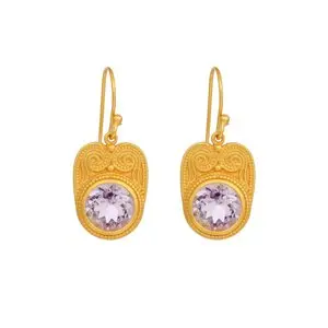 OPIUM JEWELS Gold Vermeil Amethyst Earrings - Gold/yellow