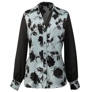 SMART AND JOY Bi-material Flower Print Shirt