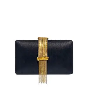 SIMITRI Noir Fringe Clutch - Black/gold