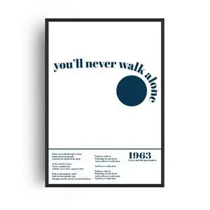 FANCLUB You'll Never Walk Alone Retro Music Football Art Print A2 - Blue