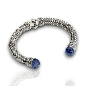 DANEILA LÉON Sterling Silver Blue Sapphire And Enamel Cuff - Silver/blue
