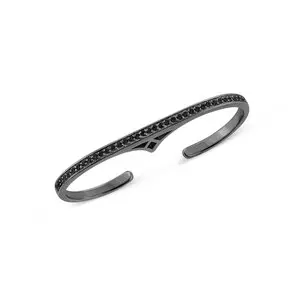 SALLY SKOUFIS Naked Double Finger Ring With Made Diamonds - Black