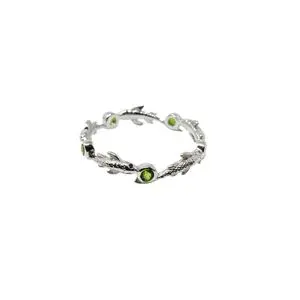 NASI SILVER Neshama Fish Band Ring - Green