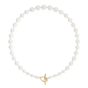 Côté Caché Coral Clasp Pearl Necklace - Gold