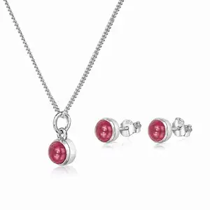 THE JEWELLERY STORE LONDON Sterling Silver Pink Tourmaline Jewelry Set - Pink/silver