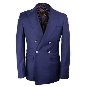 DAVID WEJ Aldo Double Breasted Peak Lapel Blazer – Navy - Blue