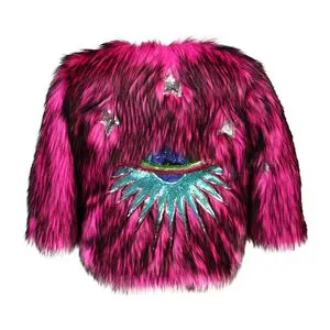 JENNAFER GRACE Planet Queen Faux Fur Jacket - Pink/black