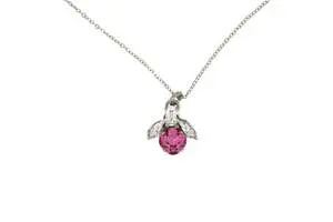VICKISARGE The Bee Necklace In Platinum - Pink