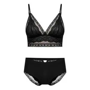 OH!ZUZA NIGHT&DAY Diary Lace Lingerie Set Bralette & Briefs - Black