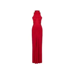 NOCTURNE Ruched High-neck Maxi Dress - Red