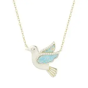KAMARIA Opal Dove Bird Pendant Necklace - Green