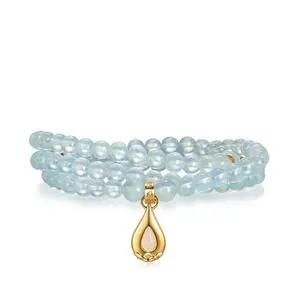 AUROZIA Five Elements Vermeil Aquamarine Waterdrop Layered Bracelet & Necklace - Gold