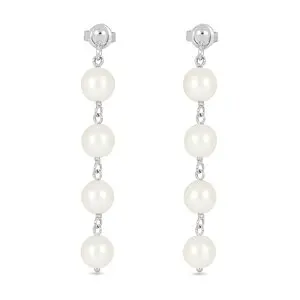 UNALOE Sterling Pendant Earrings With Natural Pearls - Silver