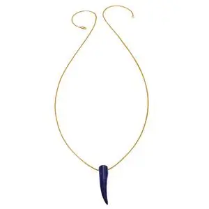 HEATHER HAWKINS Gemstone Horn Rolo Chain Necklace - Blue