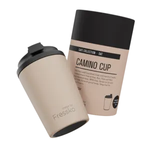 Fressko Neutrals Camino 12oz / 340ml Reusable Coffee Cup, Stainless Steel Oat - Brown