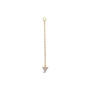LUTIRO Single Earring Triangle Cz Charm With Chain - Gold