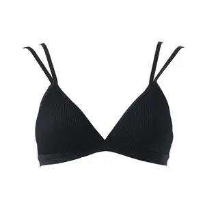 AROMATIQUE Ribbed Silk Bralette - Black