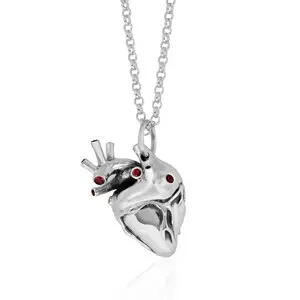 STRANGE FRUIT Anatomical Heart Pendant With Rubies - Silver
