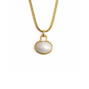 MAISON DE GALA Mother-of-pearl Oval Pendant Necklace - Gold