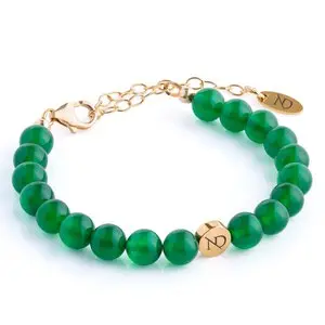 N'DAMUS LONDON Adjustable Agate Gemstone Bracelet With Gold Chain - Green