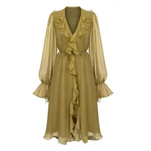 ELSAVA Cascading Ruffle Midi Dress