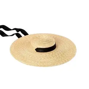 CHANEL JOAN ELKAYAM Handmade Straw Hat With Grosgrain Ribbon - Black
