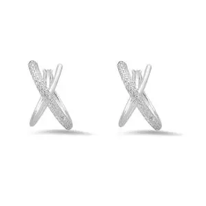 KYLIE HARPER Pave X Hoop Earrings - Silver