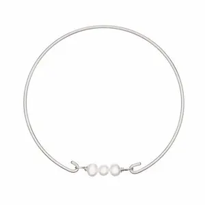 LILY & ROO Sterling Bangle With Pearl Cluster - Silver