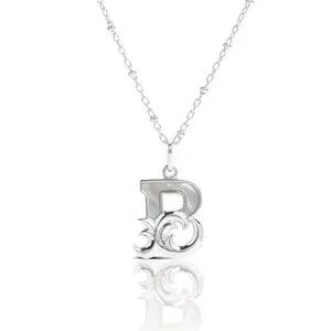KASUN LONDON Solid Initial Pendant Necklace - Silver
