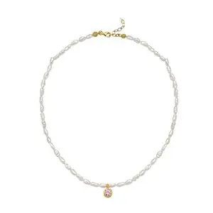 LINYA JEWELLERY Cosmic Small Pearl Zodiac Necklace - Pink