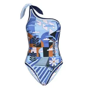 JESSIE ZHAO NEW YORK Imagination Reversible One-shoulder Swimsuit - Blue
