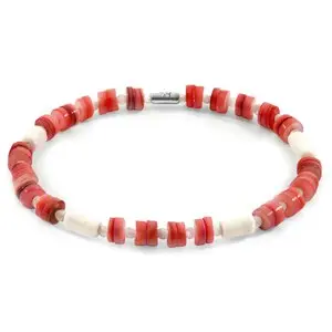ANCHOR & CREW Maisie Silver & Freshwater Shell Bracelet - Red
