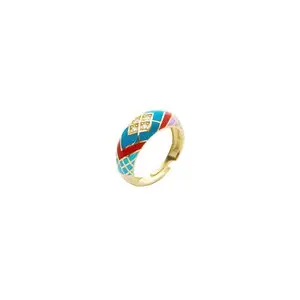 SPERO LONDON Enamel Diamond Sterling Silver Dome Ring - Blue