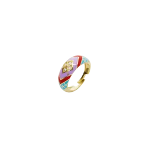 SPERO LONDON Enamel Diamond Sterling Silver Dome Ring - Purple