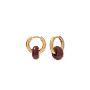 A WEATHERED PENNY Red Jasper Hoops - Gold/red