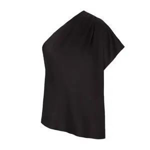 THE SUMMER EDIT Silk One-shoulder Top - Black