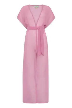 LEYLA MAYA Sophia Sheer Long Beach Dress - Pink