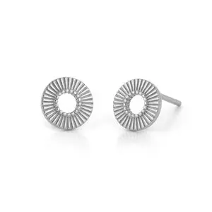 NELLOU JEWELLERY Solar Circle Stud Earrings - Silver