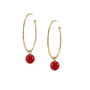 JAREDJAMIN Hooptastic Gemstone Drop Hoop Earrings - Red