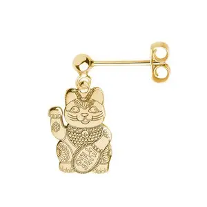 CARTERGORE Lucky Cat Single Drop Earring - Gold