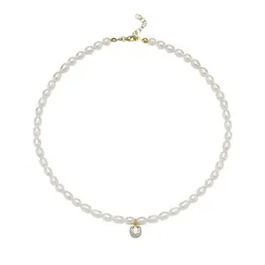 LINYA JEWELLERY Cosmic Big Pearl Zodiac Birthstone Necklace - White
