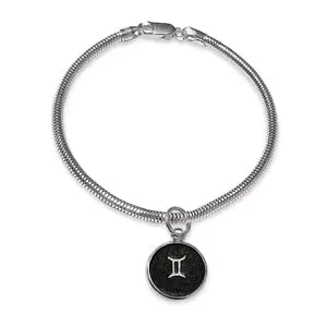 N'DAMUS LONDON Gemini Zodiac Astrolab Leather And Sterling Silver Bracelet - Black
