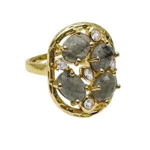 FARRA Labradorite Statement Ring - Grey