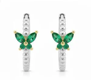 ANGEL BAROCCO Butterfly Gem Hoop Earrings - Silver