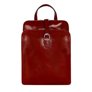 TIME RESISTANCE Convertible Leather Backpack Shoulder Bag - Red